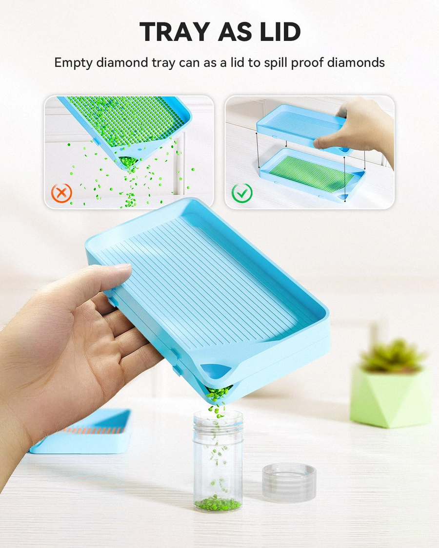 ARTDOT 30-piece Diamond Painting Blue Trays Set for Crafts