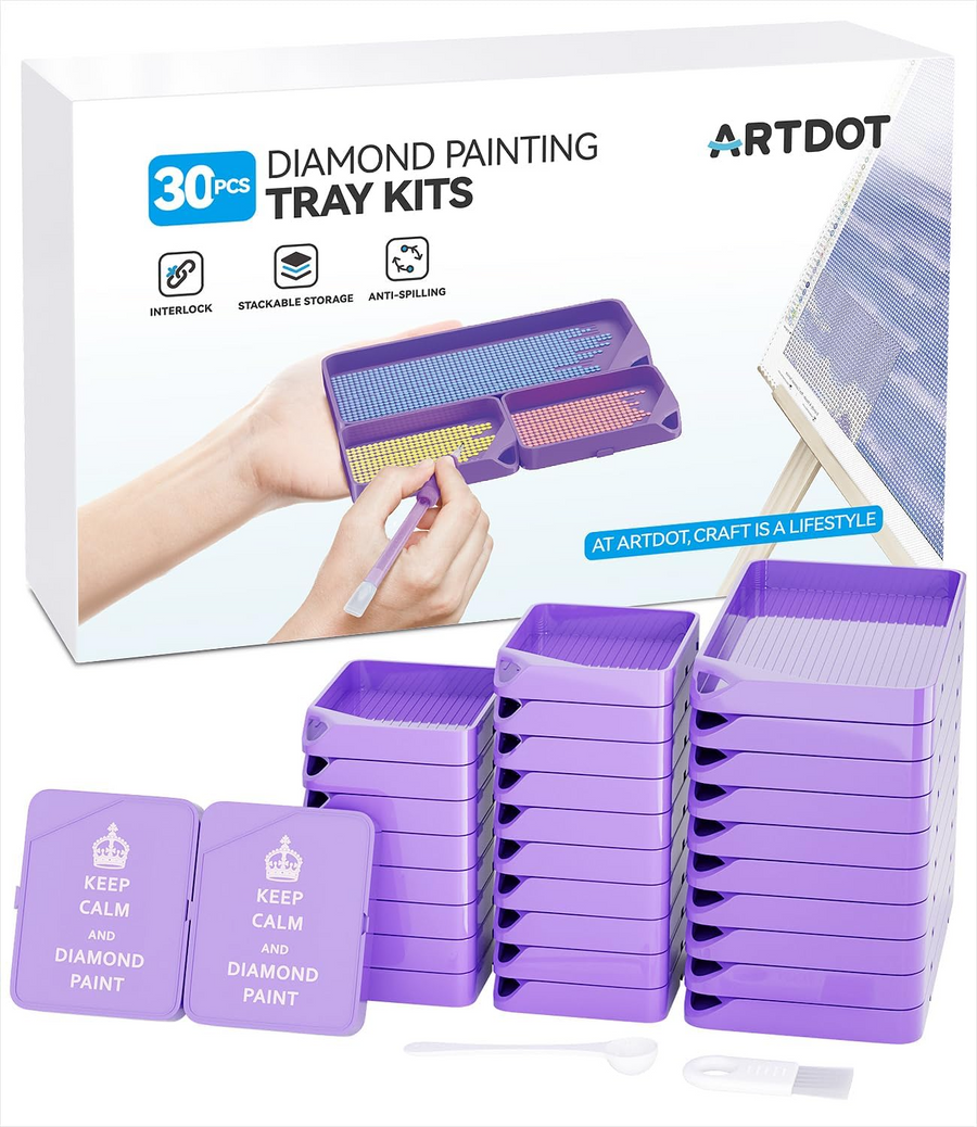 ARTDOT 30-piece Diamond Painting Purple Trays Set for Crafts