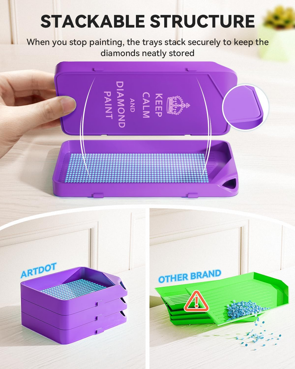 ARTDOT 30-piece Diamond Painting Purple Trays Set for Crafts
