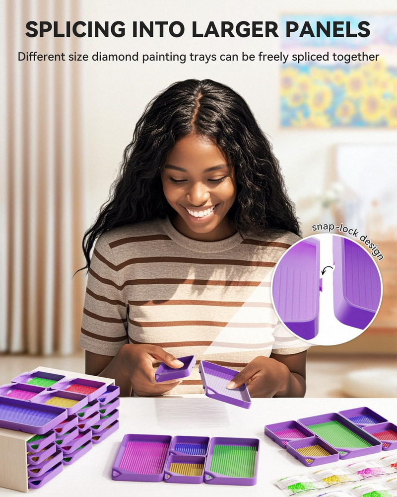 ARTDOT 30-piece Diamond Painting Purple Trays Set for Crafts