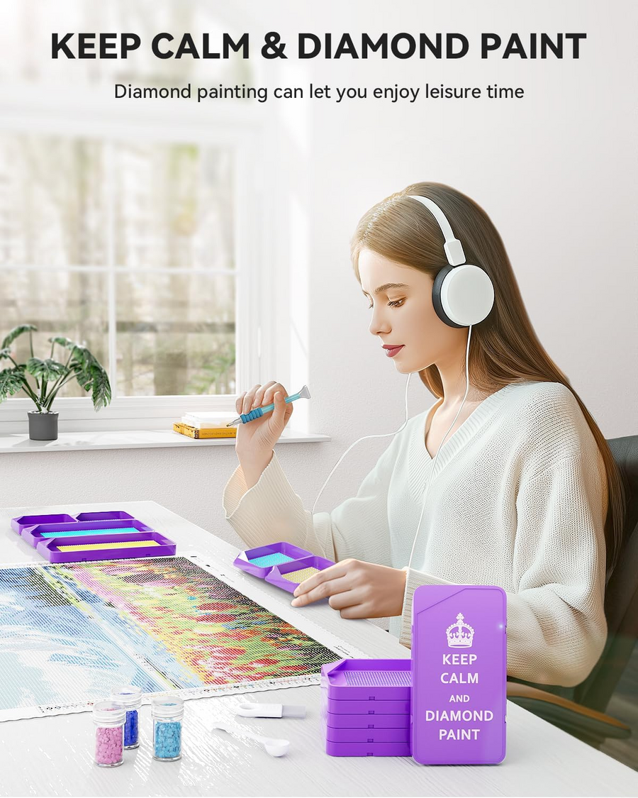 ARTDOT 30-piece Diamond Painting Purple Trays Set for Crafts