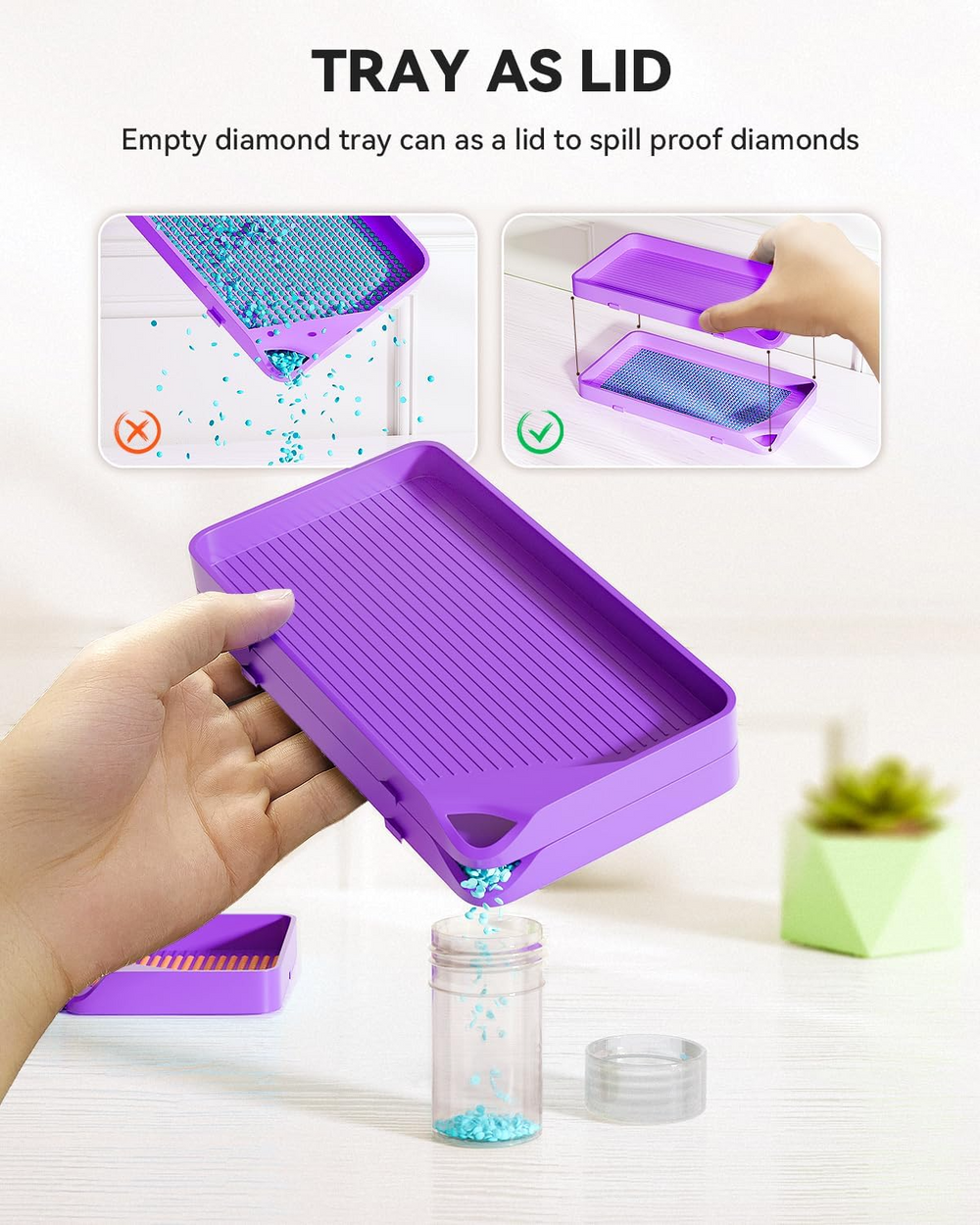 ARTDOT 30-piece Diamond Painting Purple Trays Set for Crafts