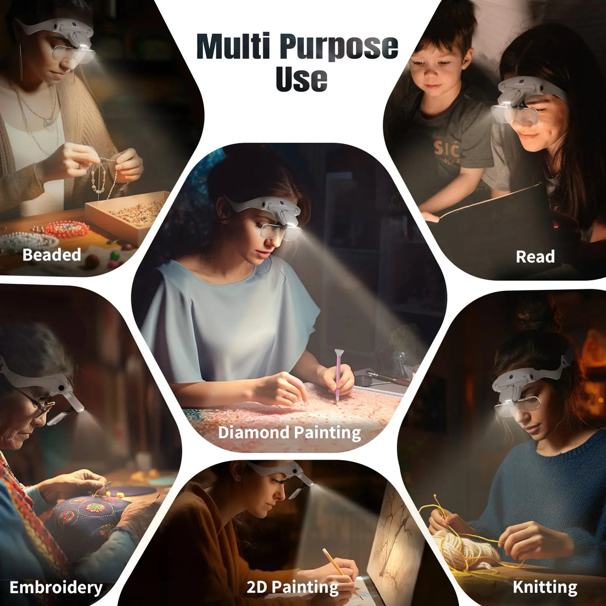 Hands-Free Magnifying Glasses with Light for Hobbyists | ARTDOT®